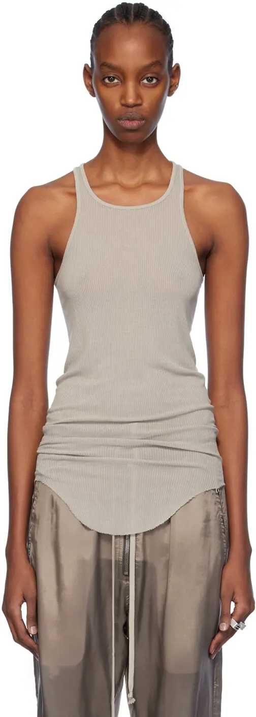Rick Owens Basic Rib Tank Top In 08 Pearl - 47% Off